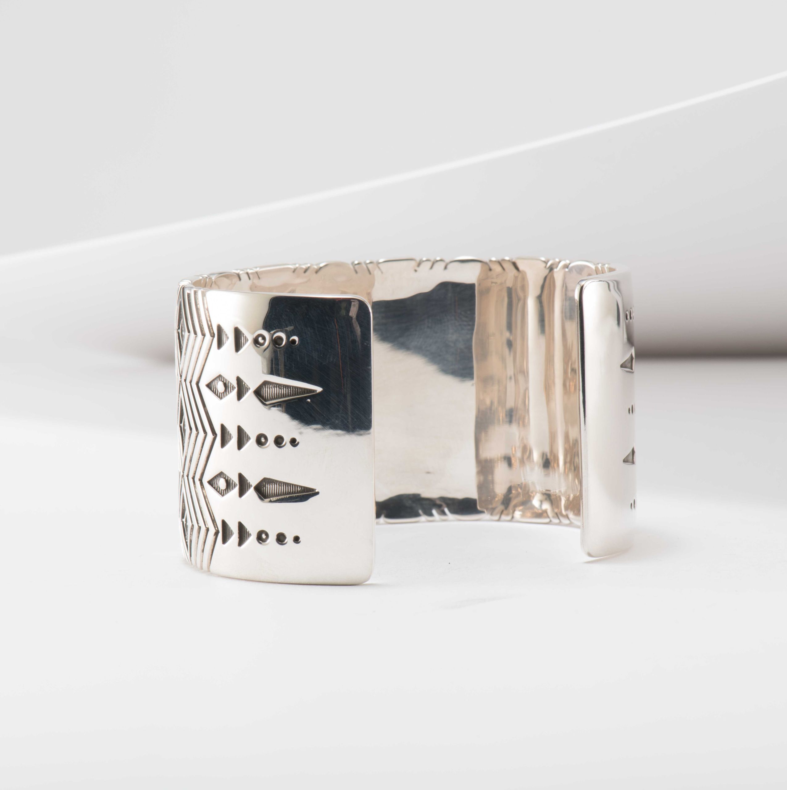 Jennifer Curtis Wide Stamped Sterling Silver Cuff - Four Winds Gallery