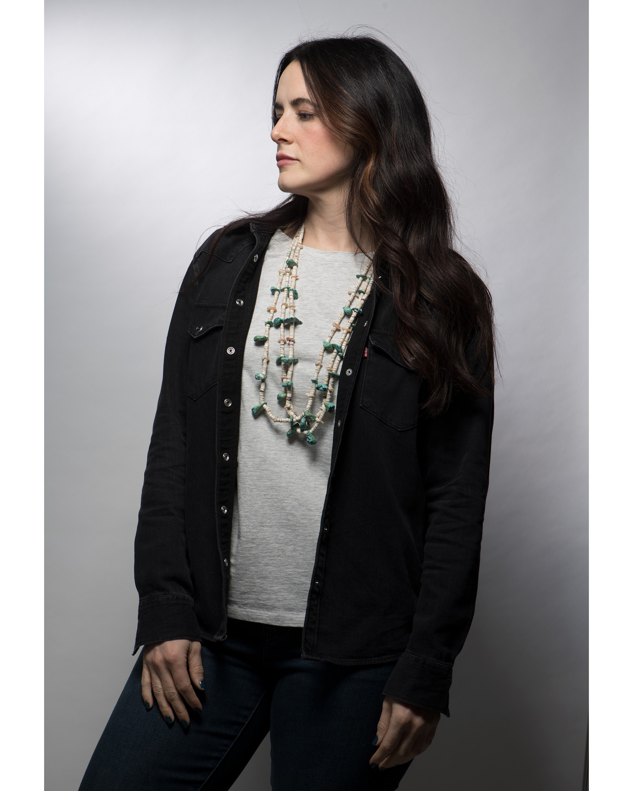 Vintage Three Strand Shell and Turquoise Necklace - Four Winds Gallery