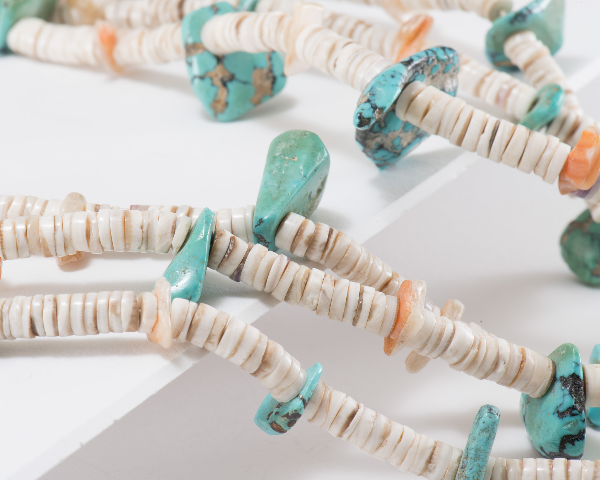 Vintage Three Strand Shell and Turquoise Necklace - Four Winds Gallery