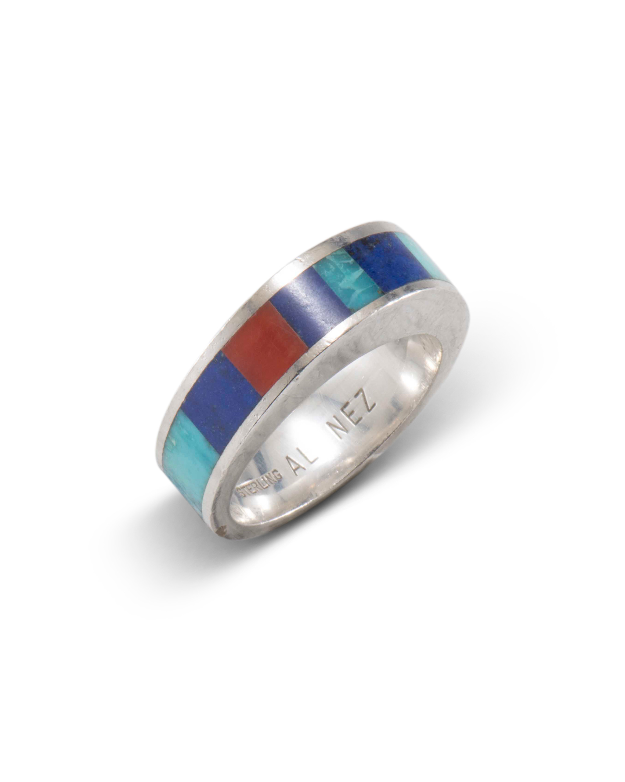 Al Nez Cast Silver Inlay Ring - Four Winds Gallery