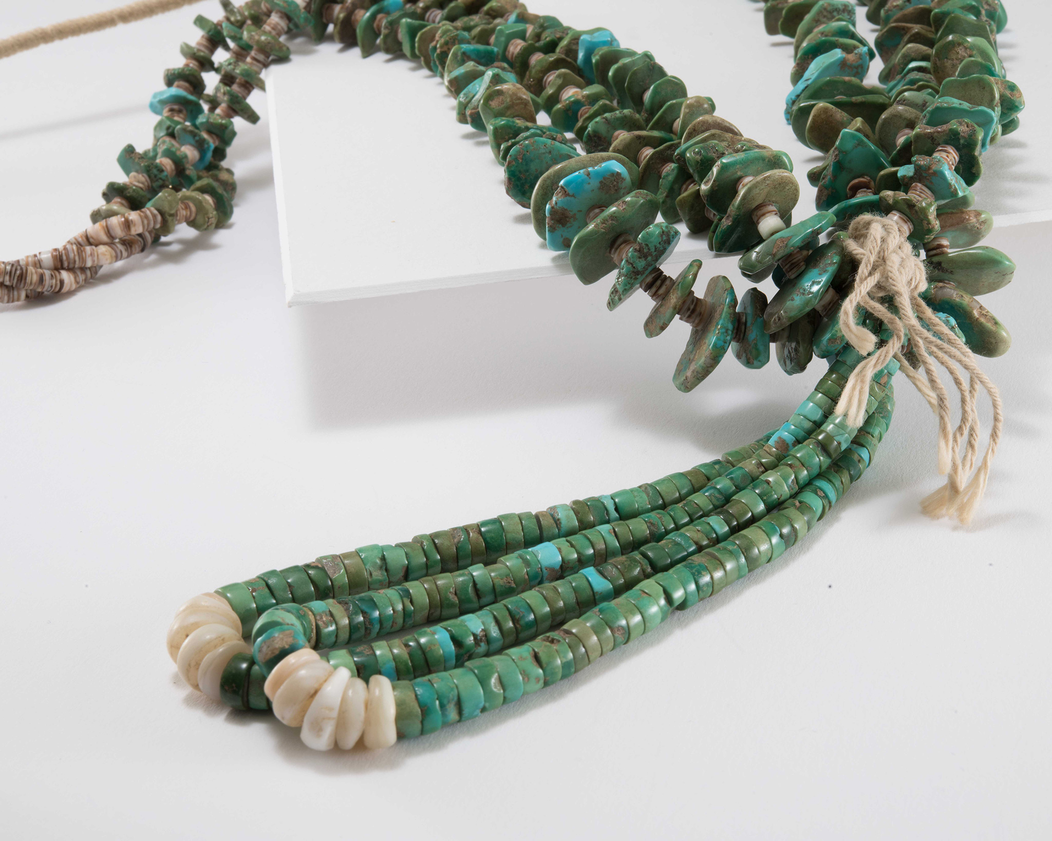 Vintage Triple Strand Cerrillos Turquoise Tab Necklace with Jacla ...